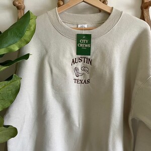 Austin Texas Embroidered Crewneck Austin Texas Sweatshirt - Etsy