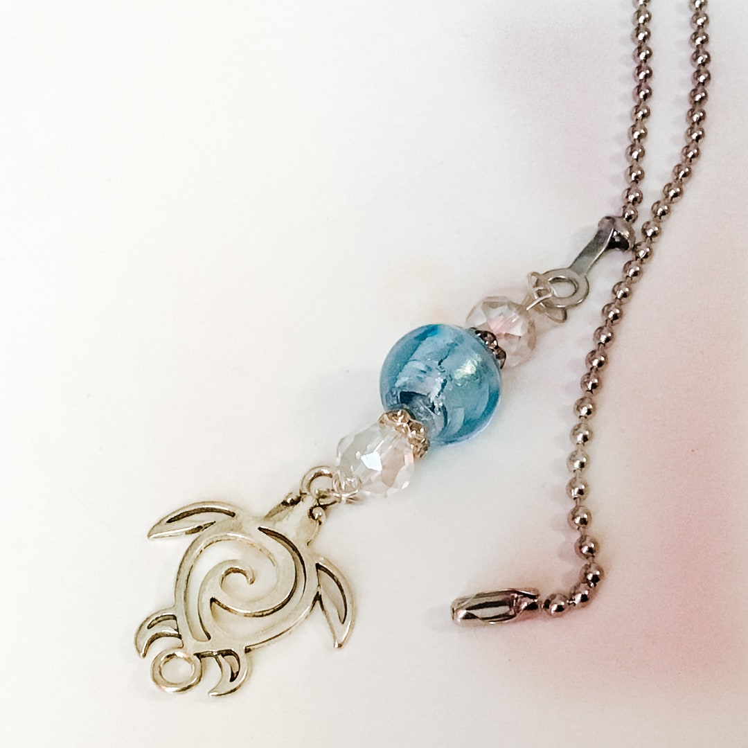 Seaturtle Ceiling Fan Pull,seaturtle Gift,fan Pull, Teal Beaded Fan ...