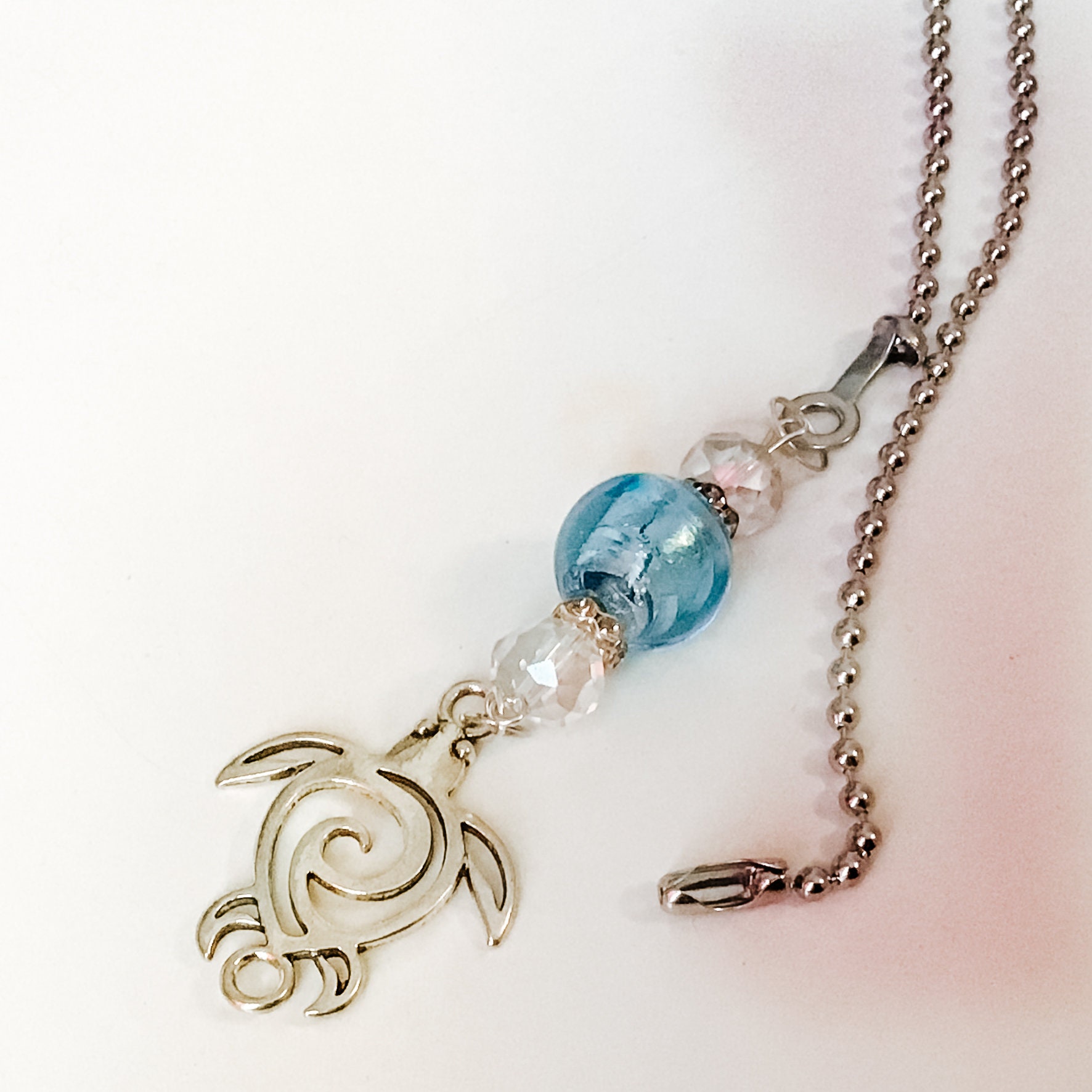 Seaturtle Ceiling Fan Pull,seaturtle Gift,fan Pull, Teal Beaded Fan ...