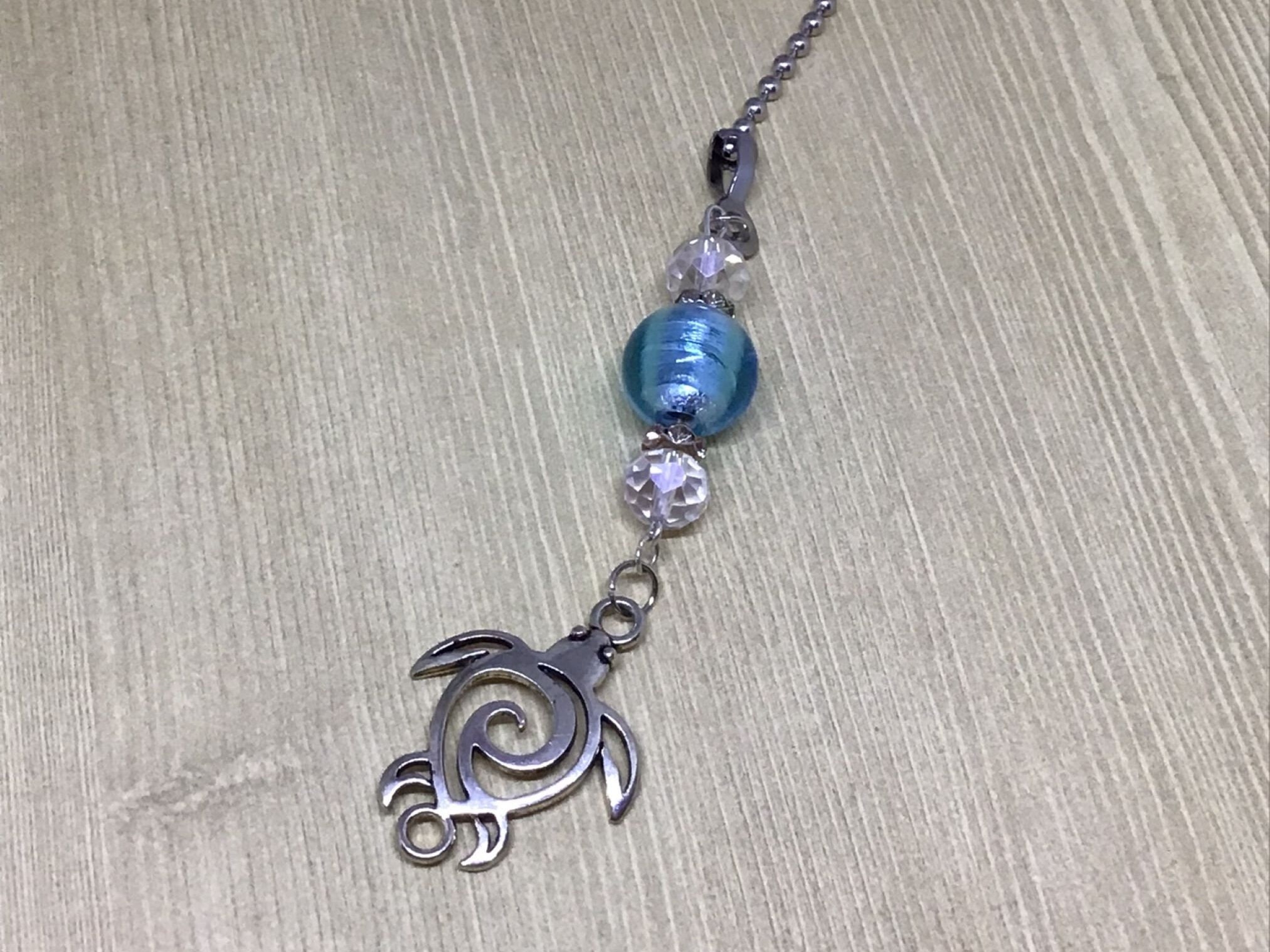 Seaturtle Ceiling Fan Pull,seaturtle Gift,fan Pull, Teal Beaded Fan ...