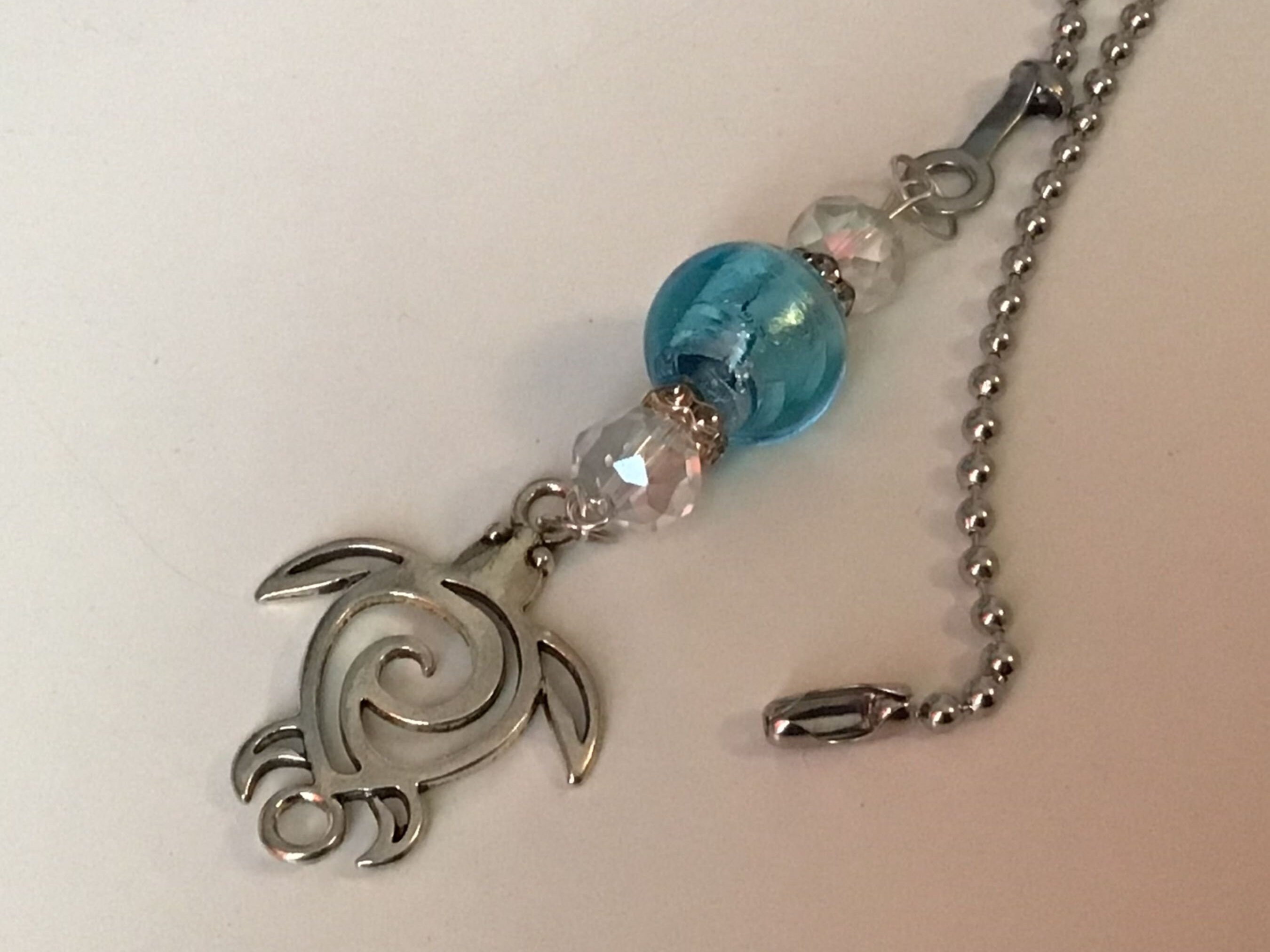 Seaturtle Ceiling Fan Pull,seaturtle Gift,fan Pull, Teal Beaded Fan ...