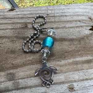 Coastal Ceiling Fan Pull Sea Turtle Fan Pull Beachy Fan Pull Teal Light ...