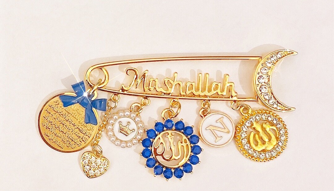 Mashallah Pin in Royal Blue With Allah and Ayat Kursi - Etsy