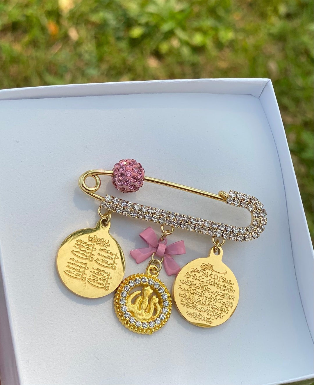 Mini Crystal Ayat Kursi, Allah Quran Arabic Baby Pin Gift Gold - Etsy