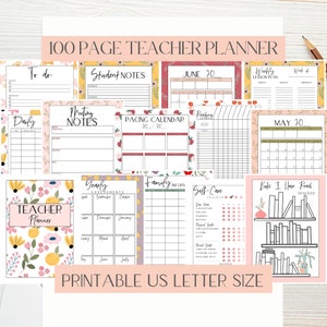 Printable Teacher Plannerteacher Planner Pageslesson Plannerdaily ...