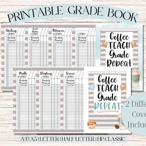 Coffee Teach Repeat Gradebook|teacher Gradebook|boho Teacher Planner ...