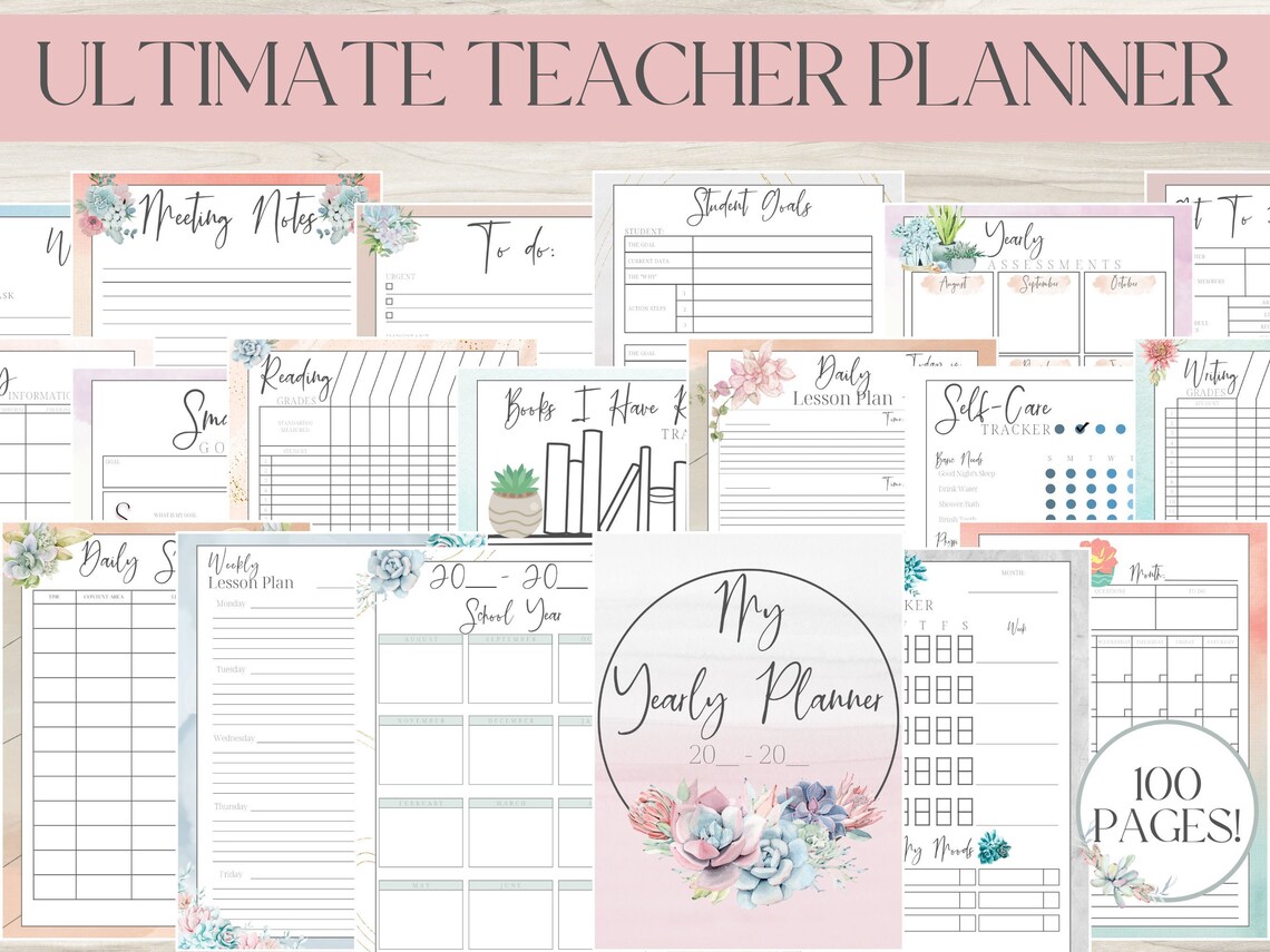 Teacher Planner|homeschool Planner|lesson Plan Printable|self Care ...