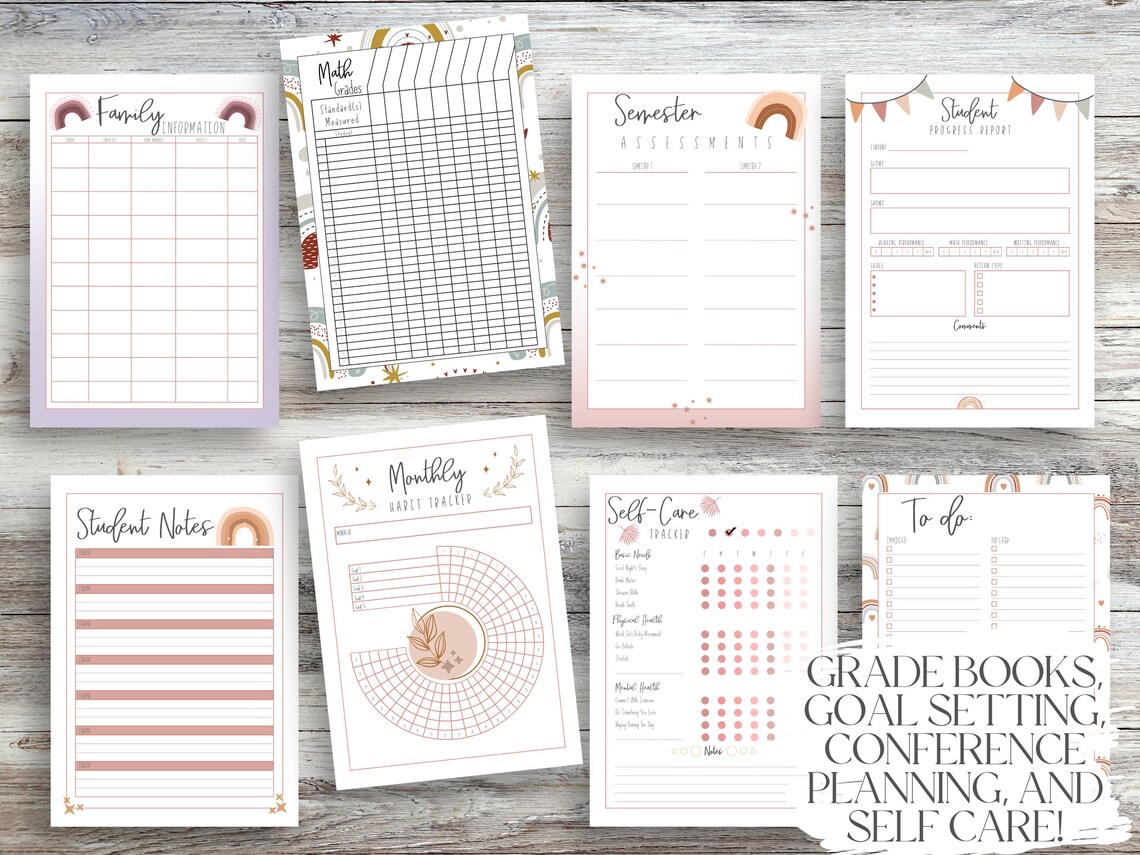 Boho Teacher Plannerhomeschool Plannerlesson Plan Printableself Care ...