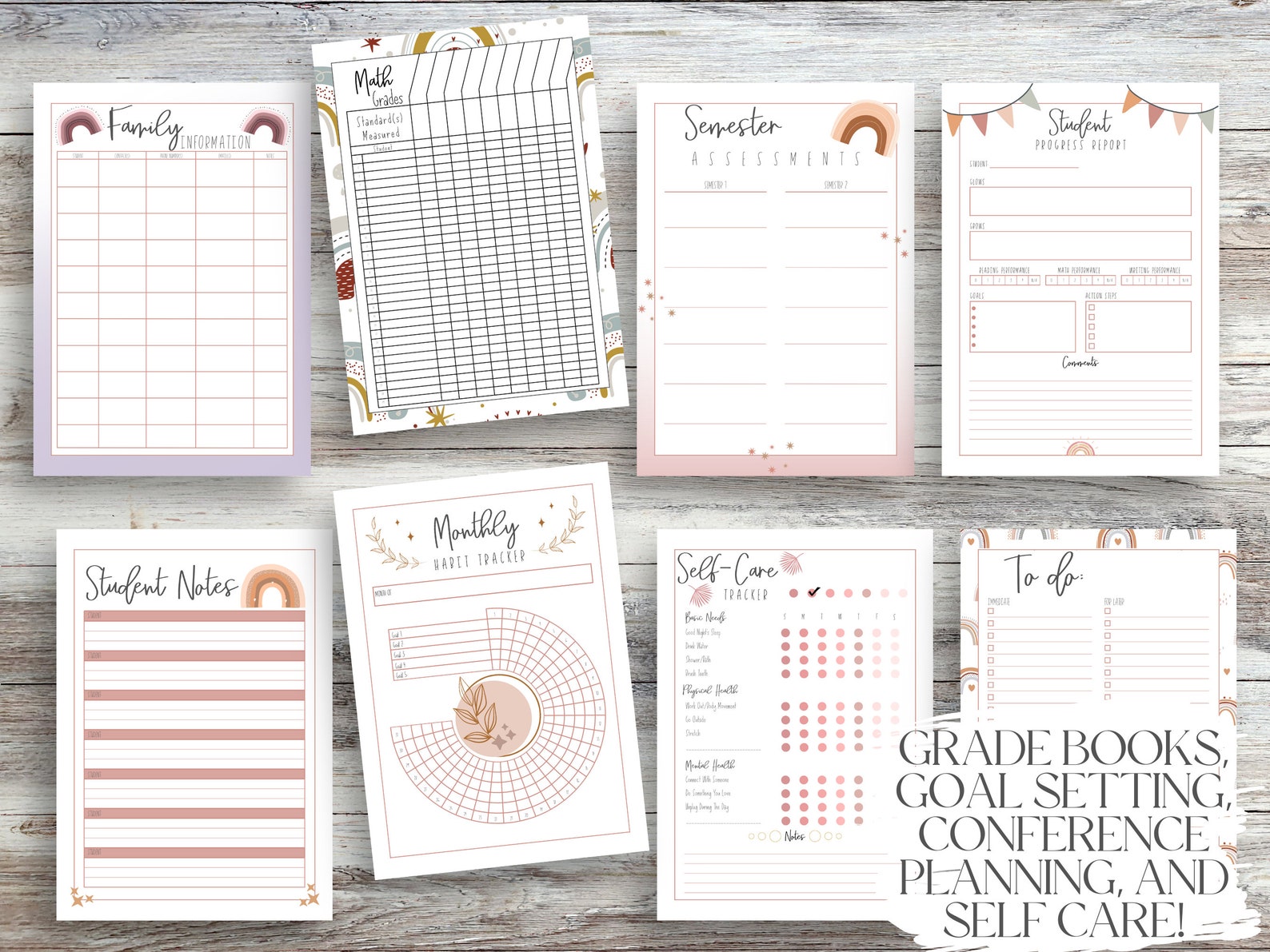 Boho Teacher Plannerhomeschool Plannerlesson Plan Printableself Care ...