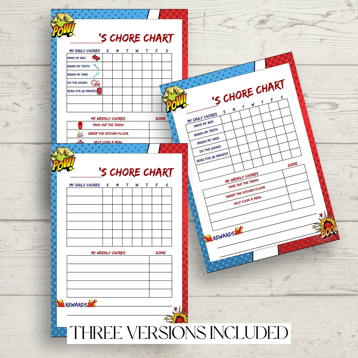 Superhero Chore Chart for Kids|summer Chore Chart|printable Chore Chart ...