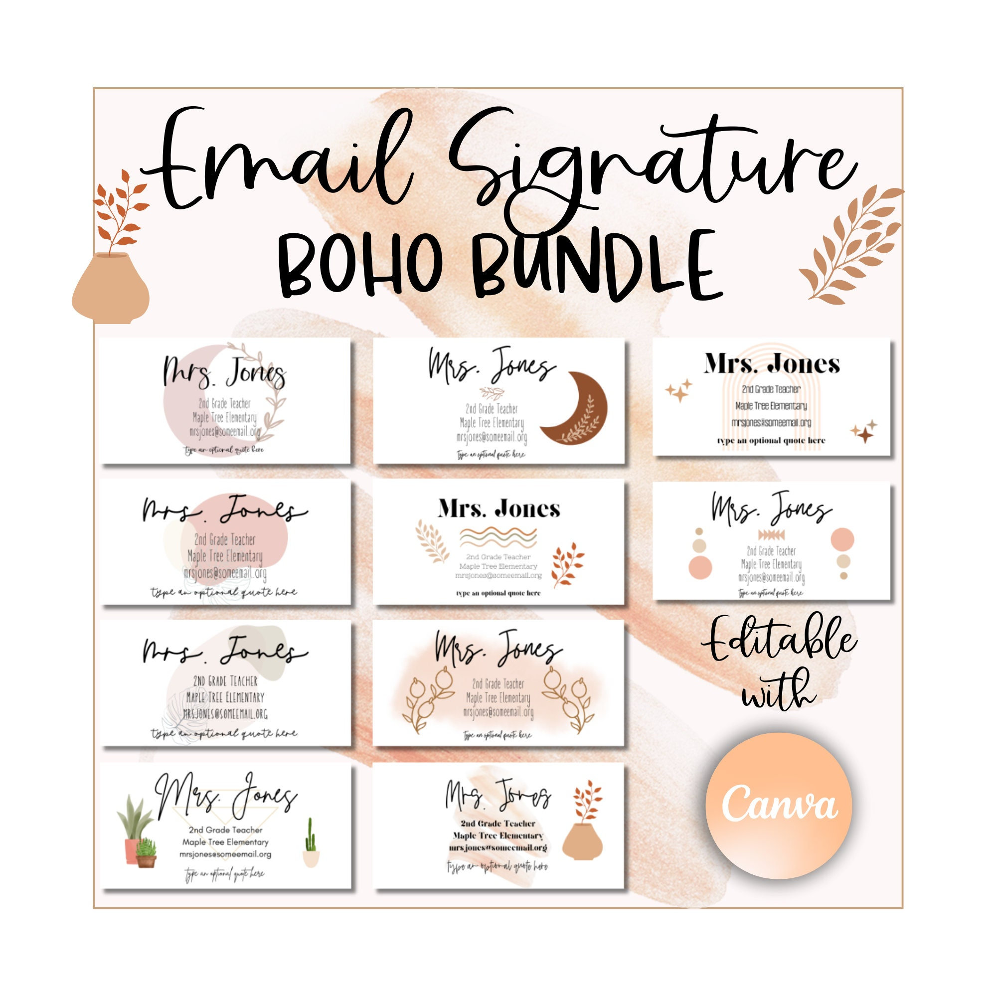 Email Signature Teacher Bundle|boho Email Signature|email Sign off ...