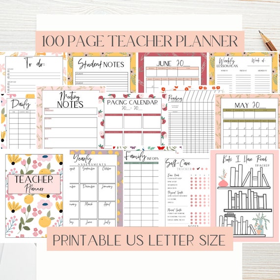Printable Teacher Plannerteacher Planner Pageslesson | Etsy