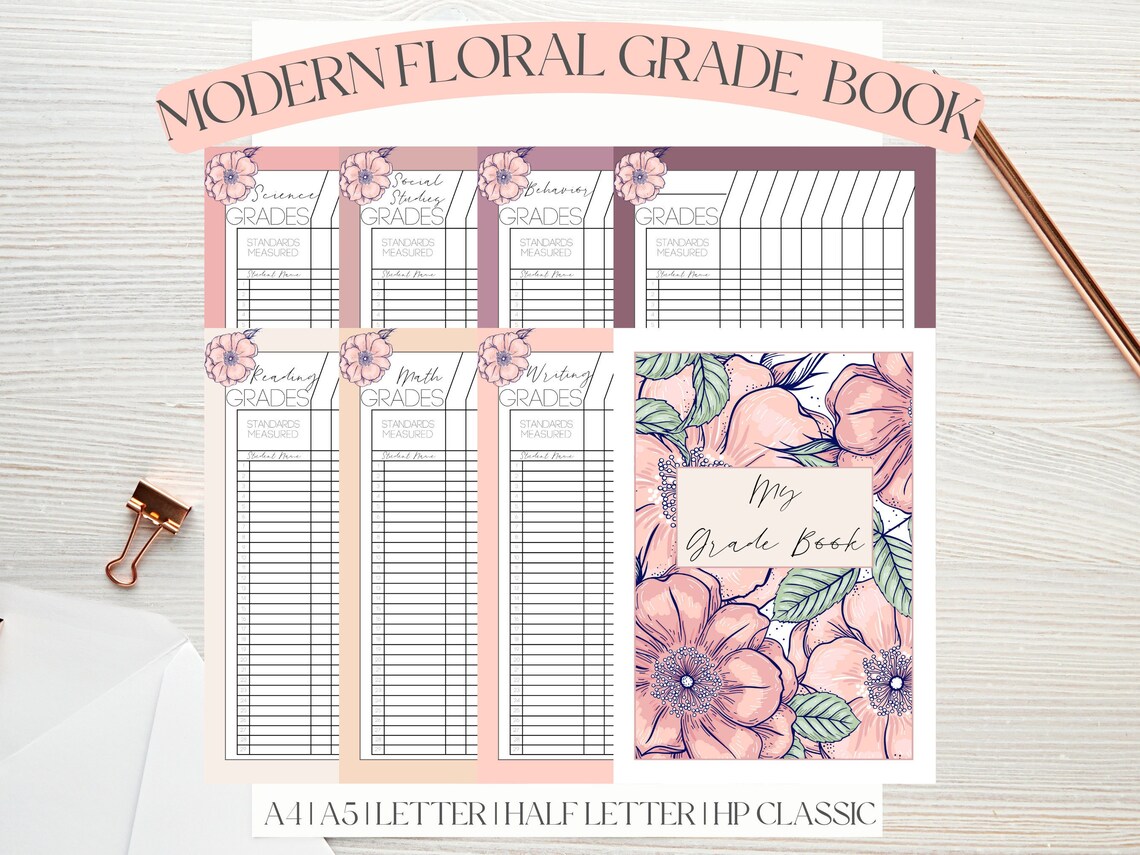 Floral Gradebook|teacher Gradebook|teacher Planner|teacher Planner ...