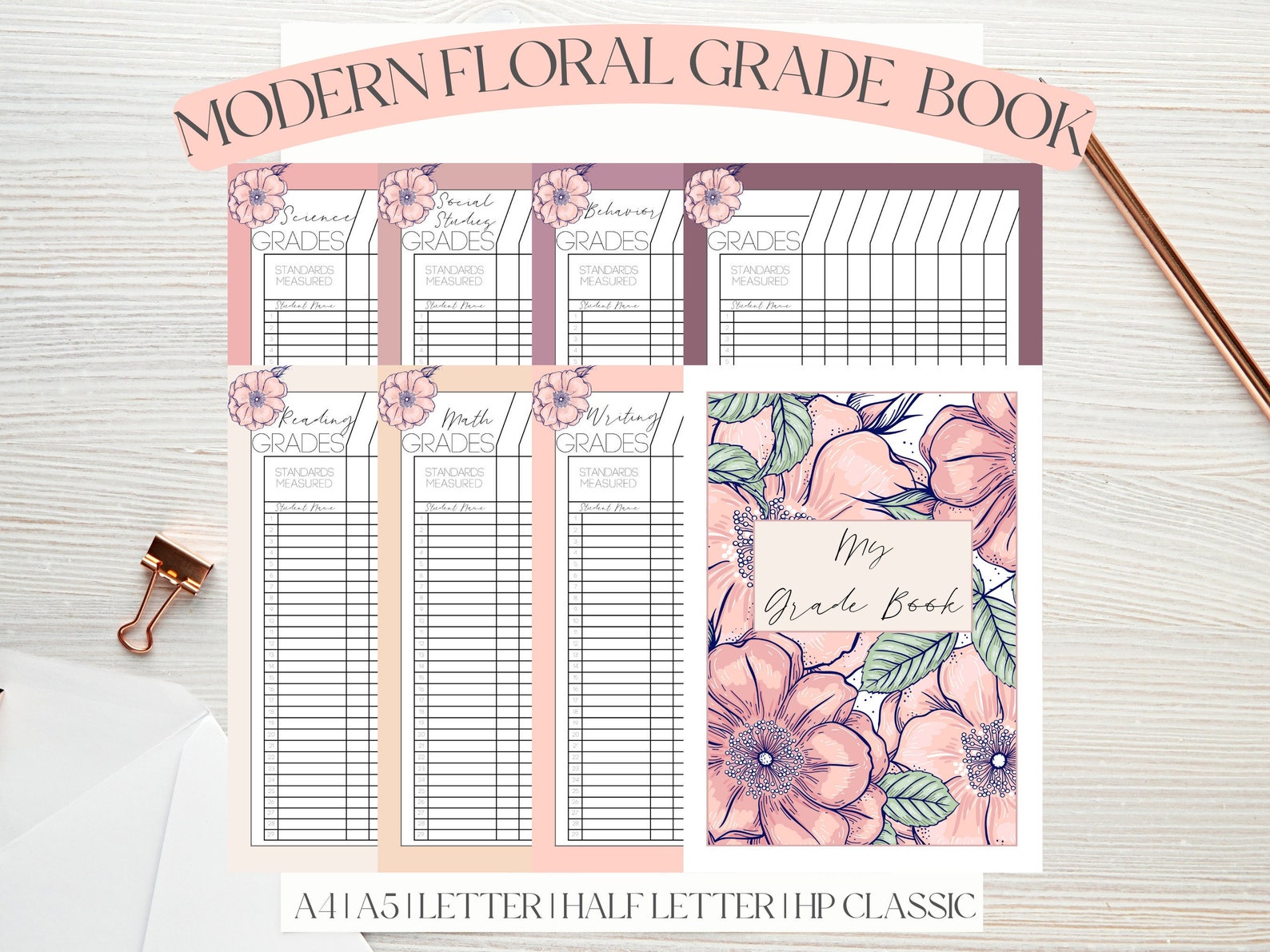 Floral Gradebook|teacher Gradebook|teacher Planner|teacher Planner ...