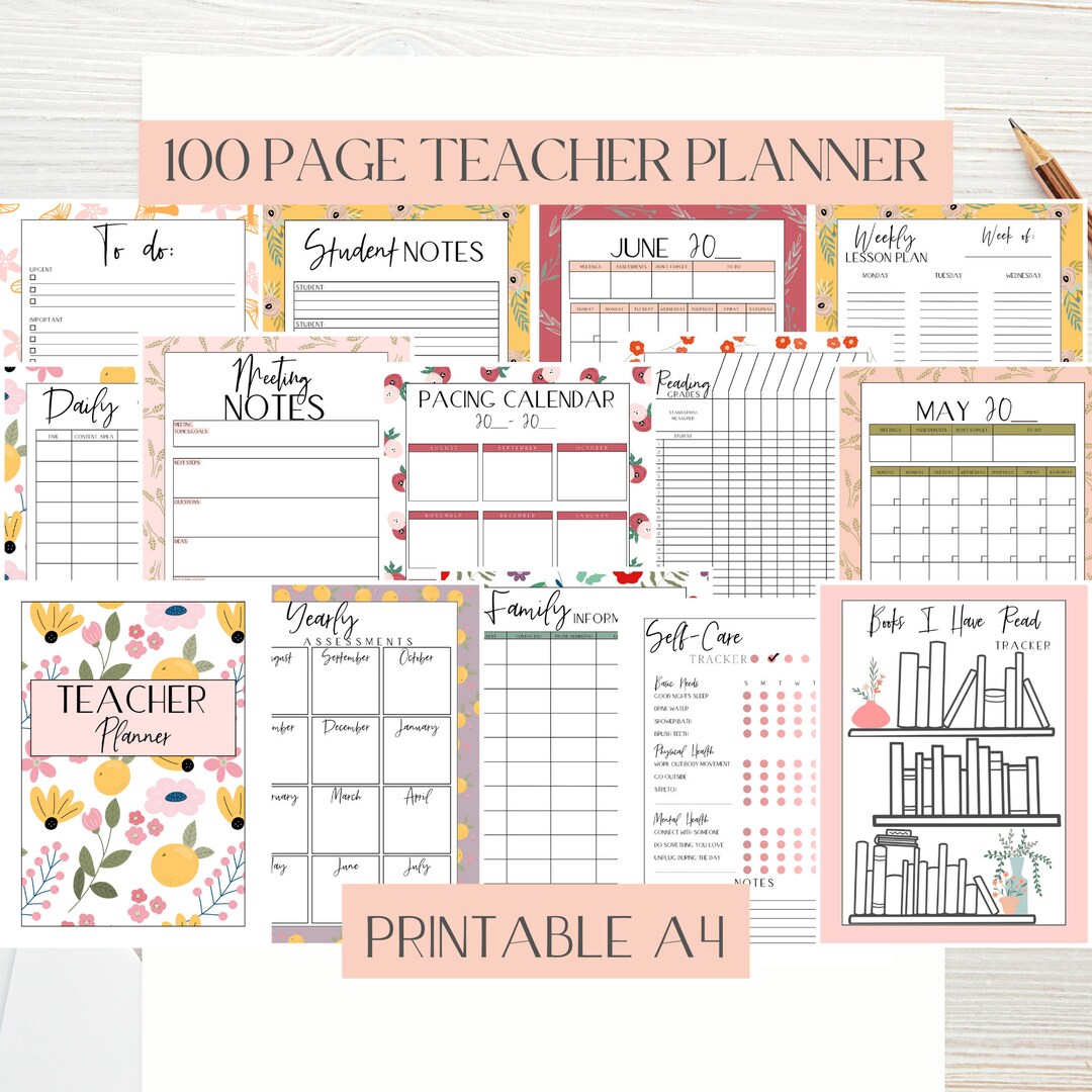 Printable Teacher Planner|teacher Planner Pages|lesson Planner|daily ...