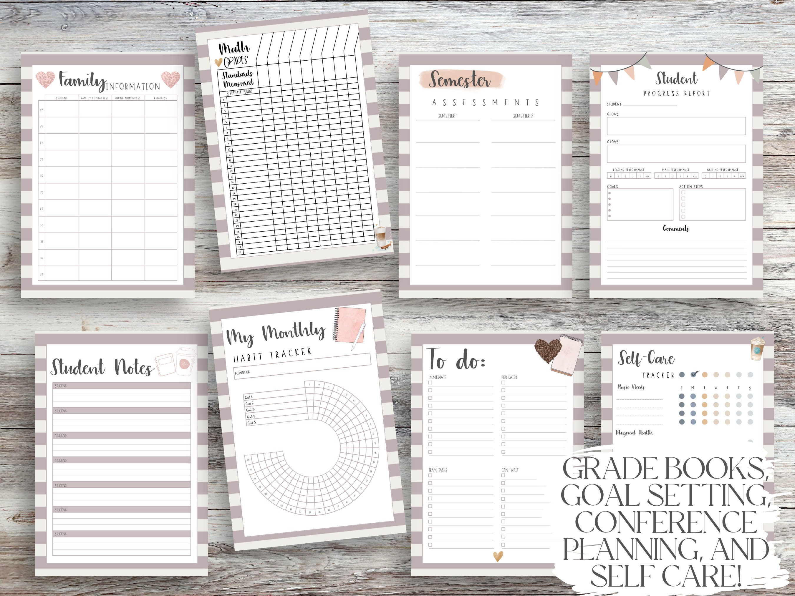 Coffee Teach Repeatprintable Teacher Plannerteacher Planner Pageslesson ...