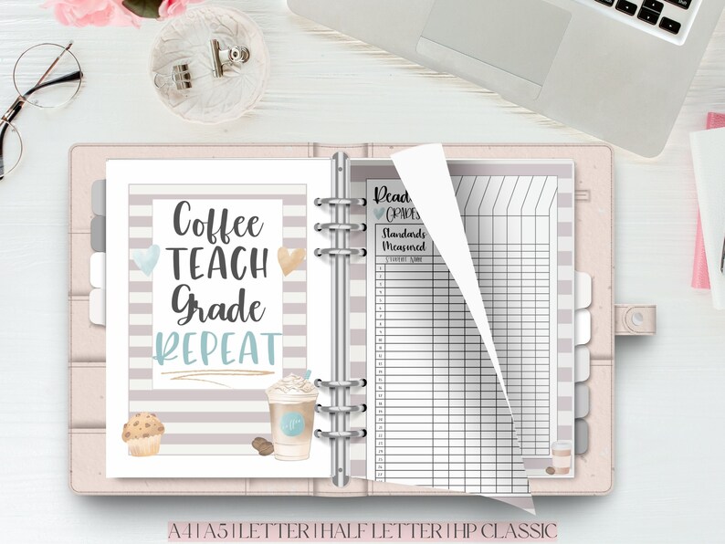 Coffee Teach Repeat Gradebook|teacher Gradebook|boho Teacher Planner ...