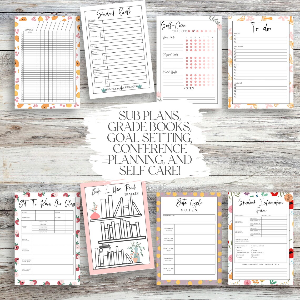 Printable Teacher Plannerteacher Planner Pageslesson Plannerdaily ...