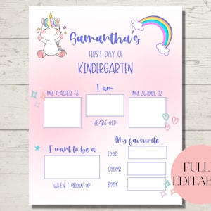 Unicorn First Day of School Sign|first Day of School Sign Instant ...