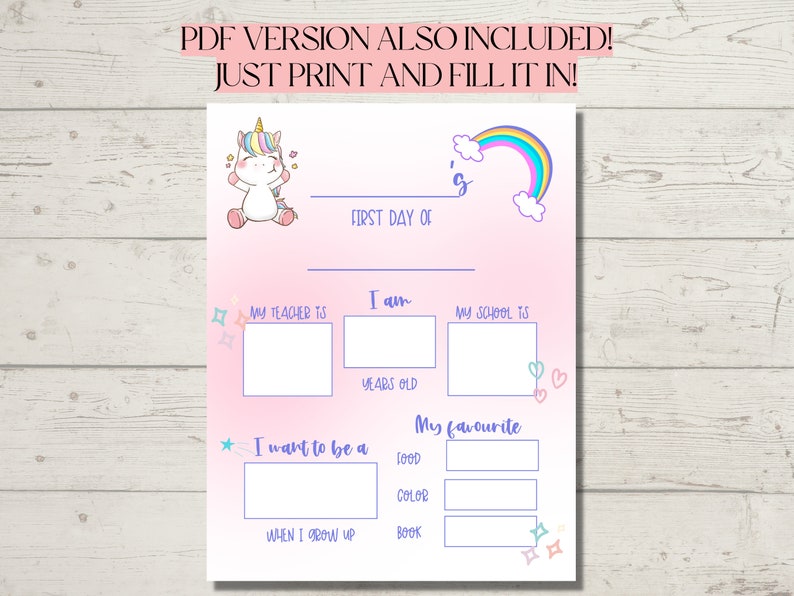 Unicorn First Day of School Sign|first Day of School Sign Instant ...