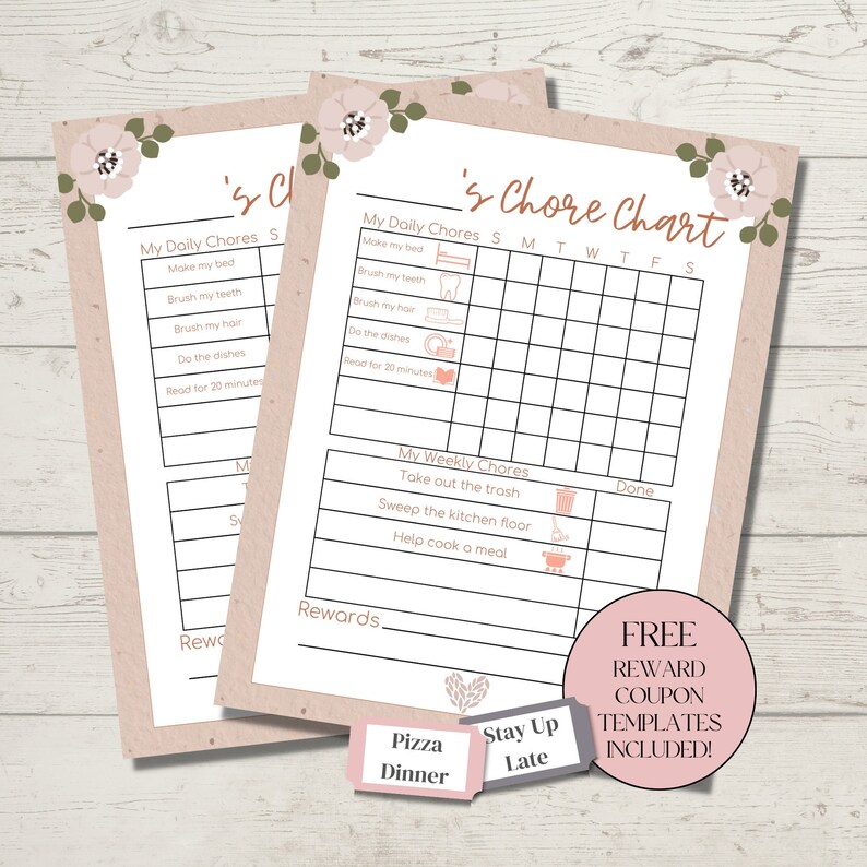 Boho Chore Chart for Kids|summer Chore Chart|printable Chore Chart ...