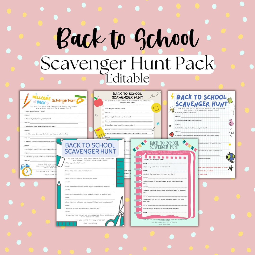 Back to School Night Scavenger Hunt | Meet the Teacher Scavenger Hunt ...