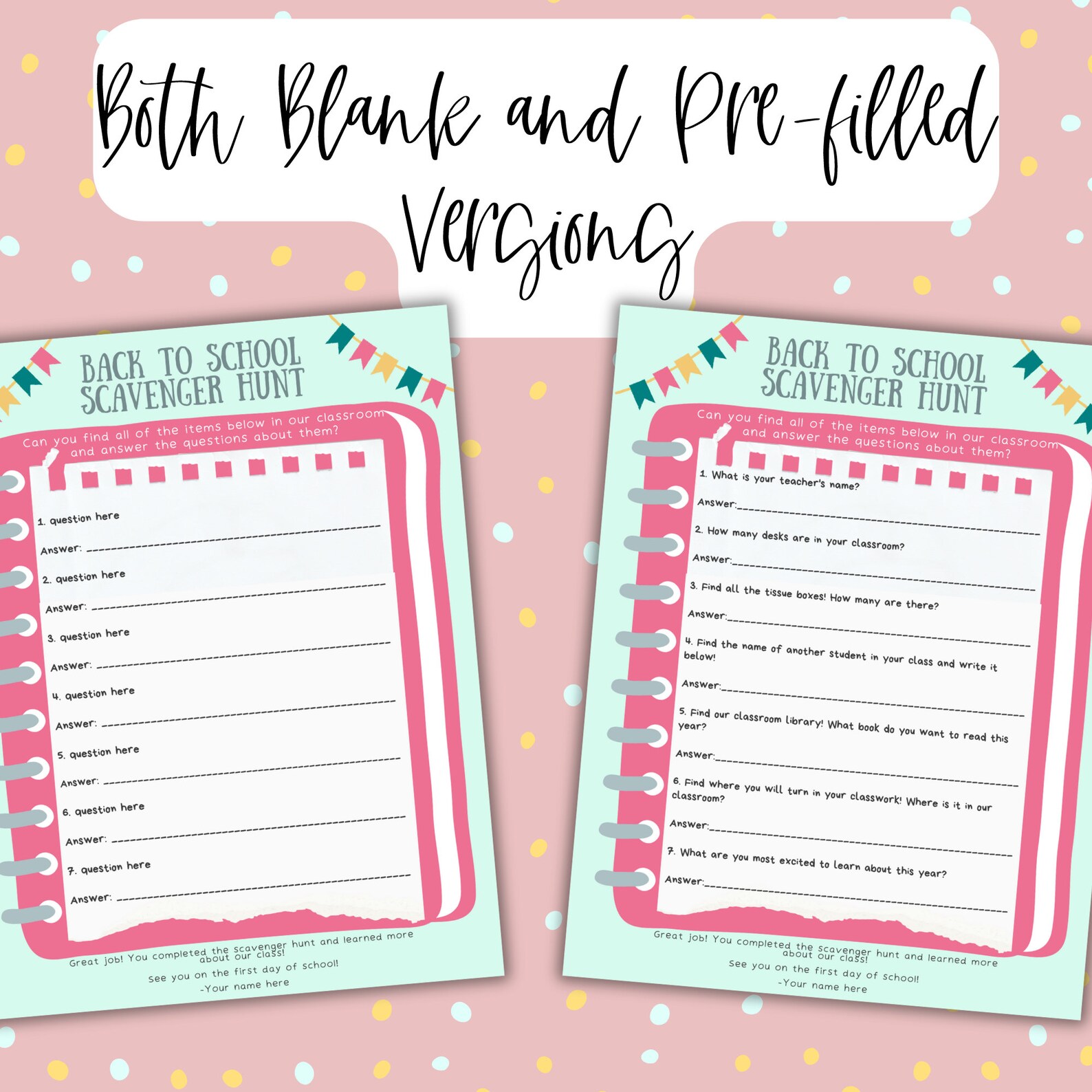 Back to School Night Scavenger Hunt | Meet the Teacher Scavenger Hunt ...