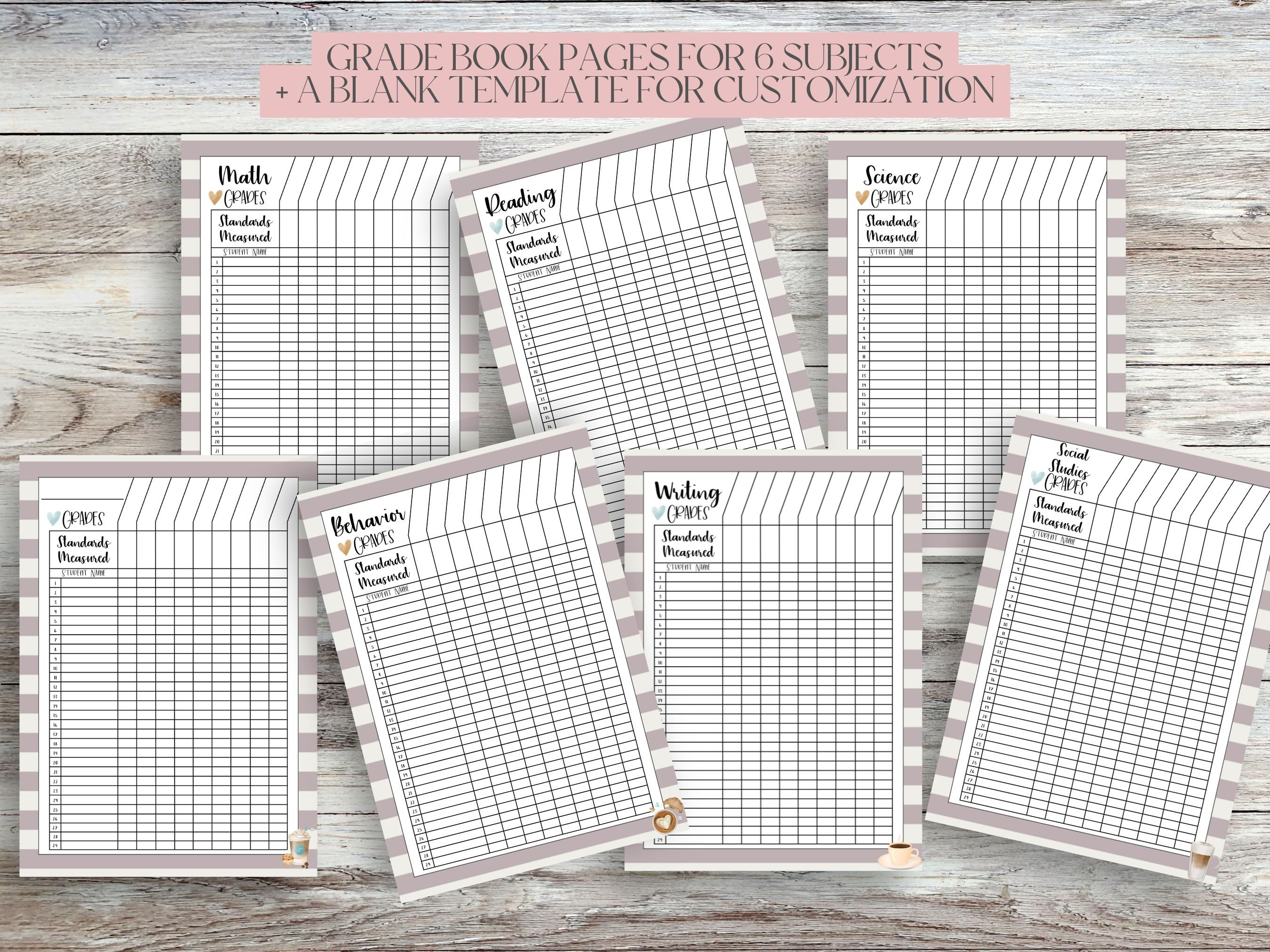 Coffee Teach Repeat Gradebook|teacher Gradebook|boho Teacher Planner ...