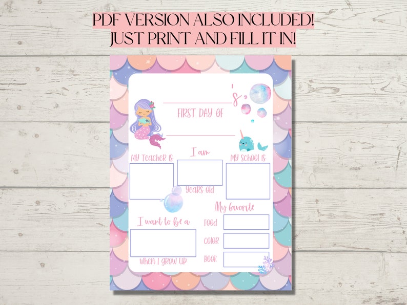 Mermaid First Day of School Sign|first Day of School Sign Instant ...