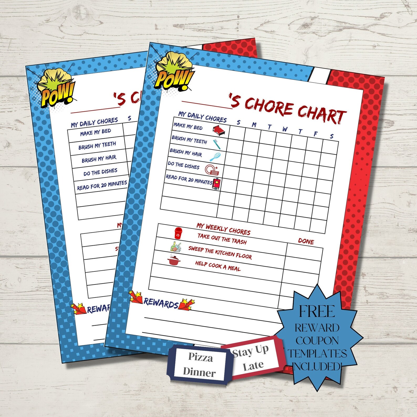 Superhero Chore Chart for Kids|summer Chore Chart|printable Chore Chart ...
