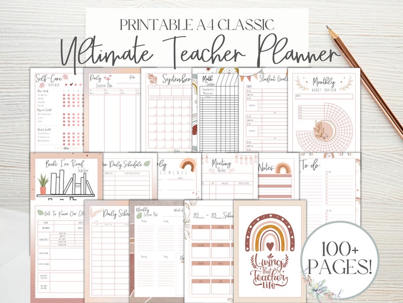 Boho Teacher Planner|homeschool Planner|lesson Plan Printable|self Care ...