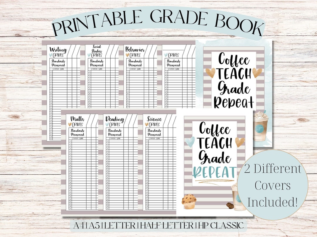 Coffee Teach Repeat Gradebook|teacher Gradebook|boho Teacher Planner ...