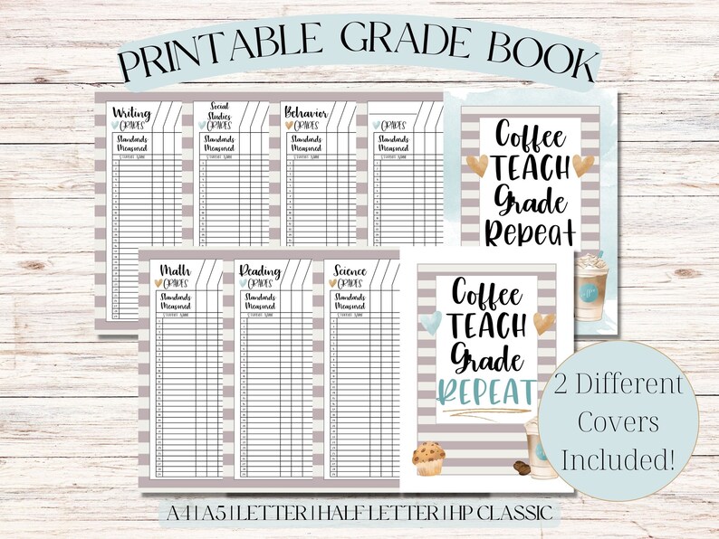 Coffee Teach Repeat Gradebook|teacher Gradebook|boho Teacher Planner ...