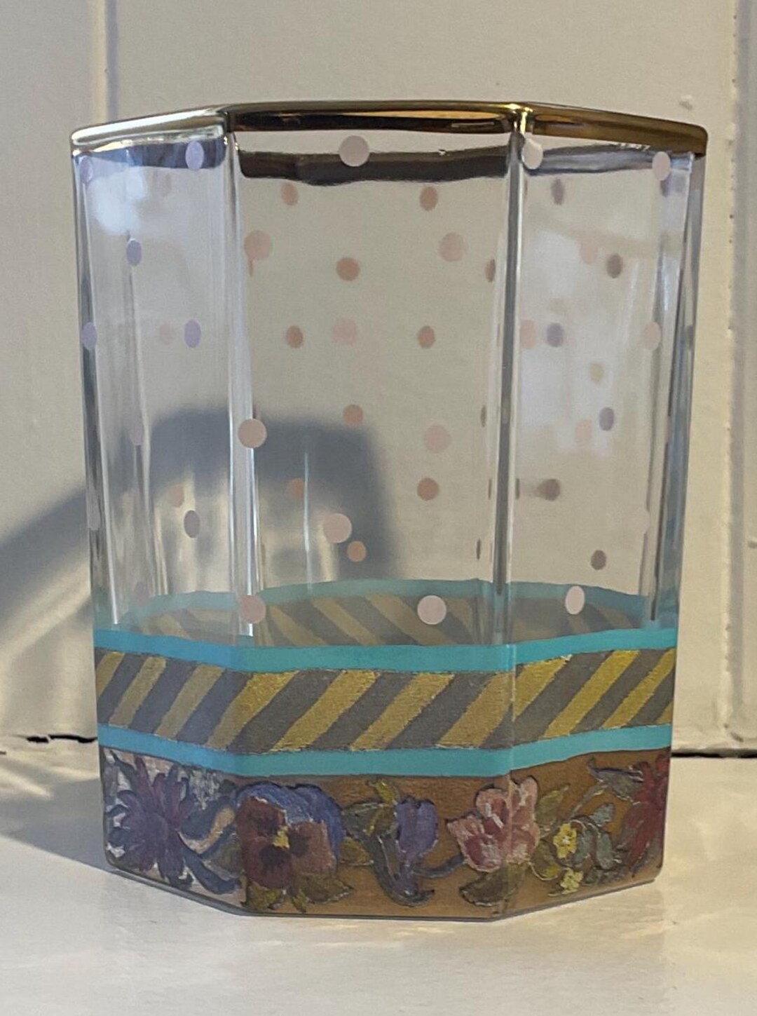 Mackenzie-childs Garland Pink Dots Double Old Fashioned. Discontinued ...