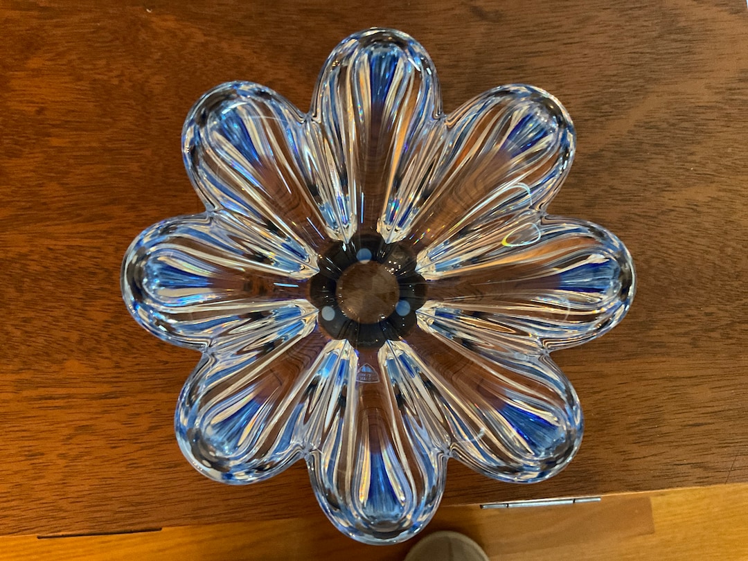 Orrefors Mayflower Blue 8 Petal Bowl Jan Johansson Design - Etsy