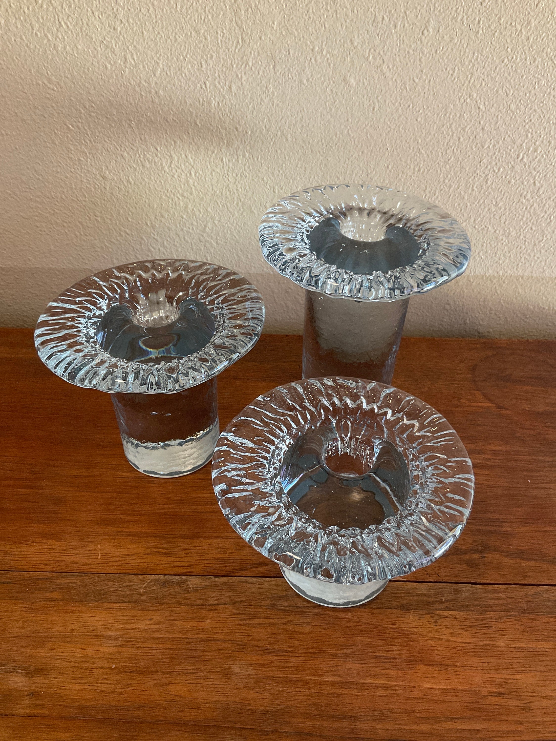 Blenko Mushroom Candle Holders, Set of Three- 5”, 4” and 3” - Etsy