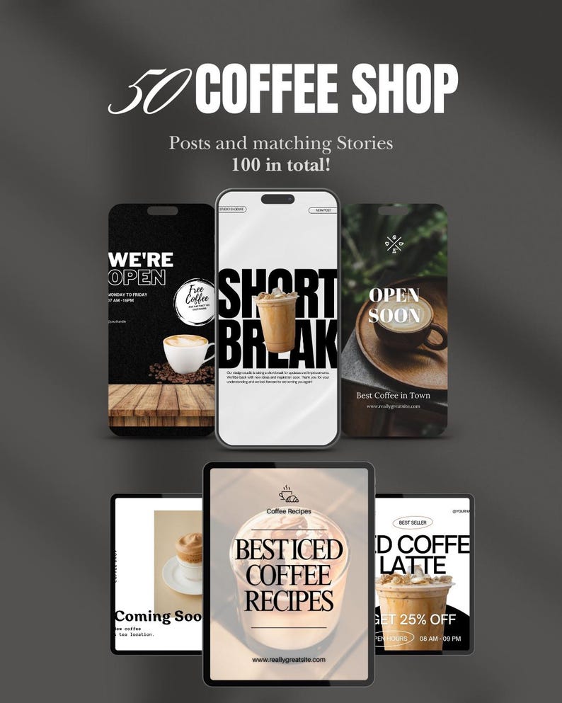 Coffee Shop Instagram Post Templates: Cafe Social Media Kit (digital ...
