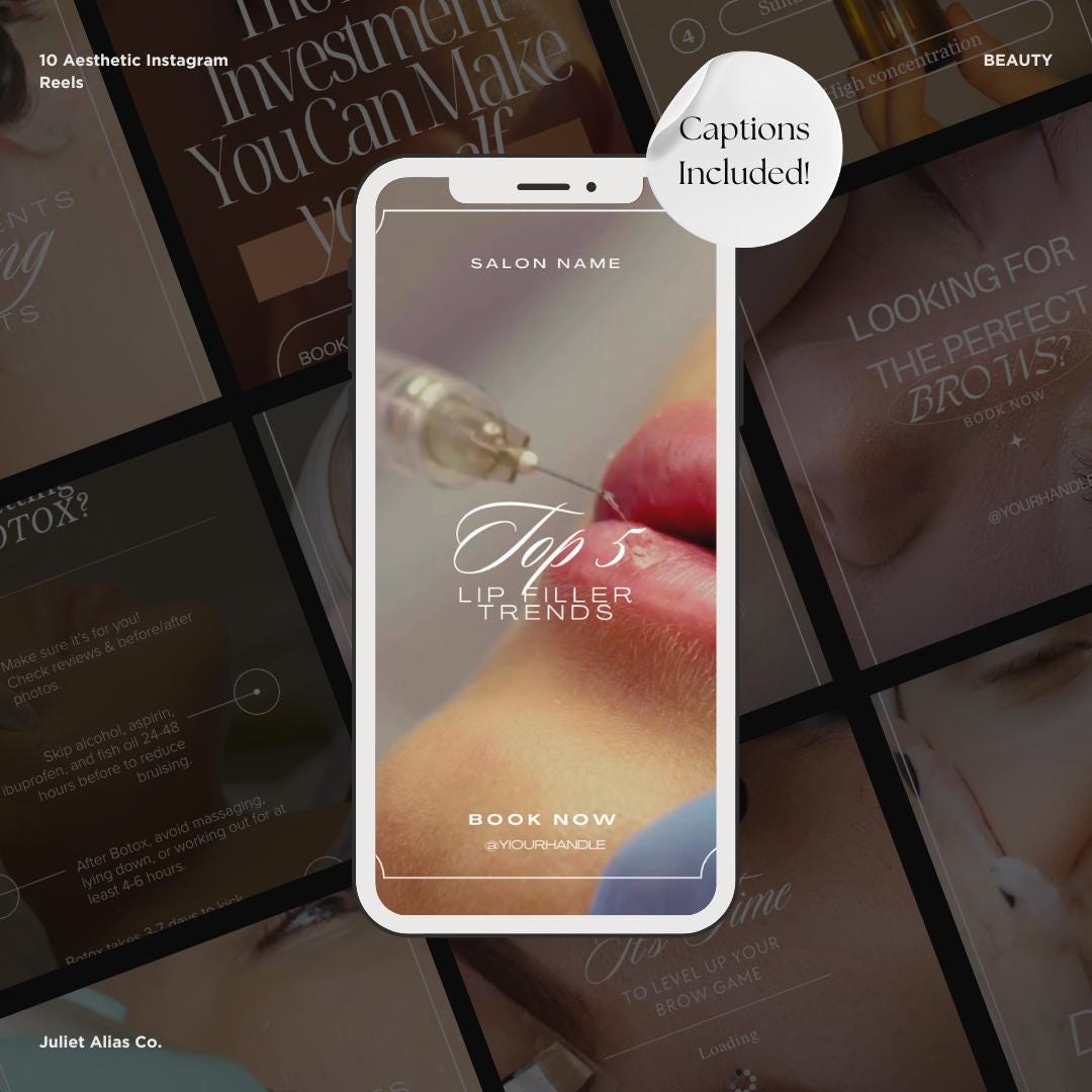 Beauty Salon Instagram Reels Templates: Lip Filler, Botox (canva) - Etsy