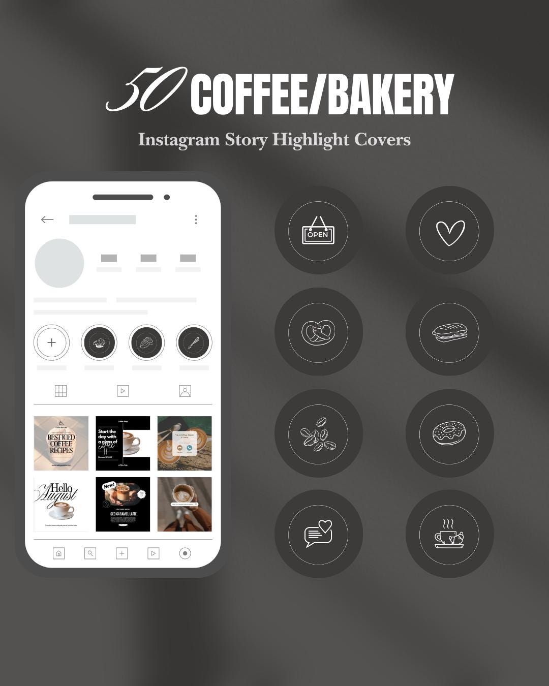 Coffee Shop Instagram Highlight Covers: Bakery Icons (digital Download ...