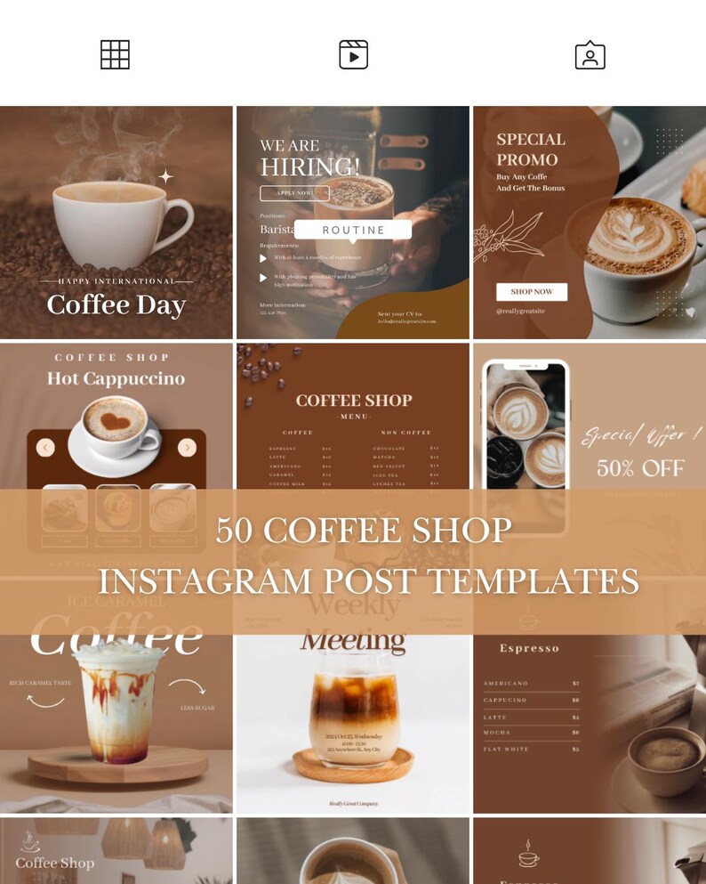 Coffee Shop Social Media Templates: Cafe Branding (canva Editable) - Etsy