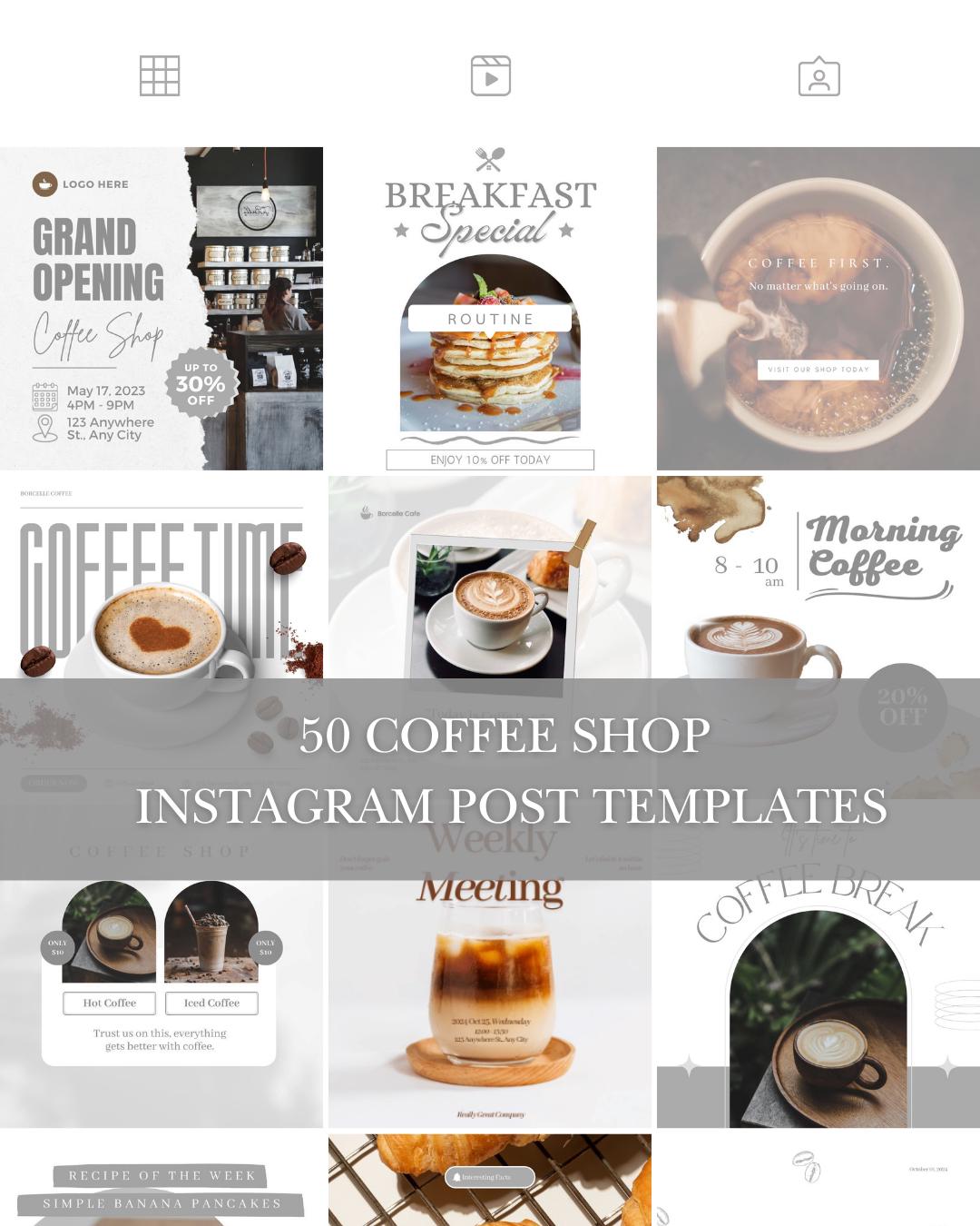 Coffee Shop Social Media Templates: Editable Cafe Branding (canva) - Etsy