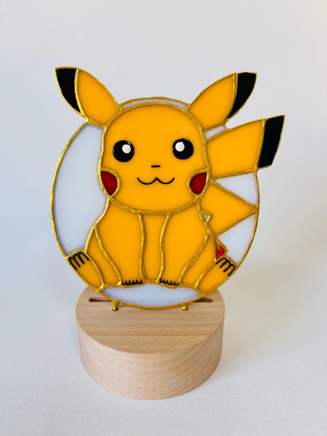 Nightlight LED Pikachu Pokemon Handmade Stained Glass Suncatcher ...