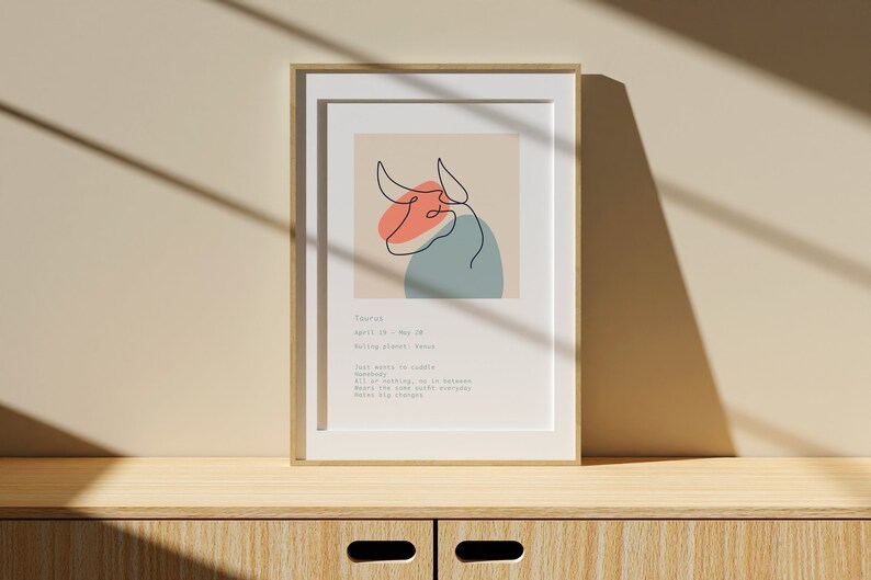 Taurus Poster Horoscope Print Astrological Wall Art - Etsy