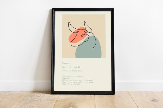 Taurus Poster Horoscope Print Astrological Wall Art - Etsy