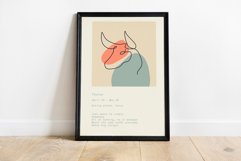 Taurus Poster Horoscope Print Astrological Wall Art - Etsy