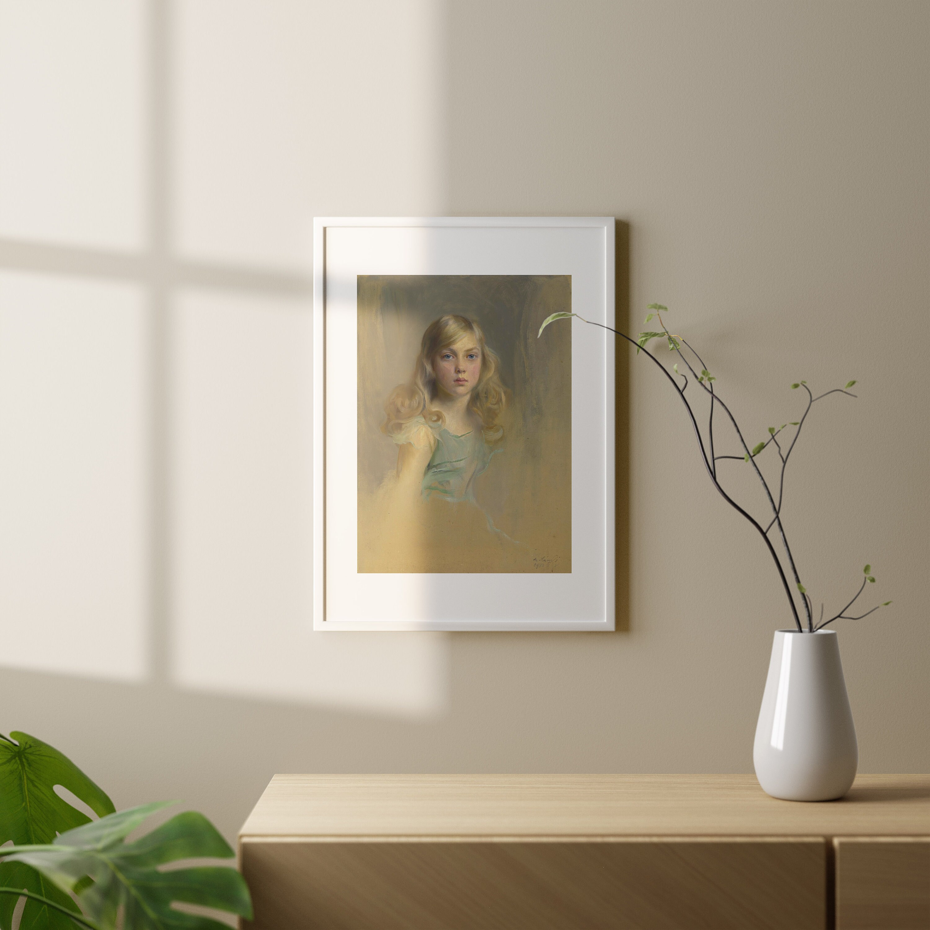 Vintage Girl Portrait Painting Girls Room Art Print Neutral - Etsy