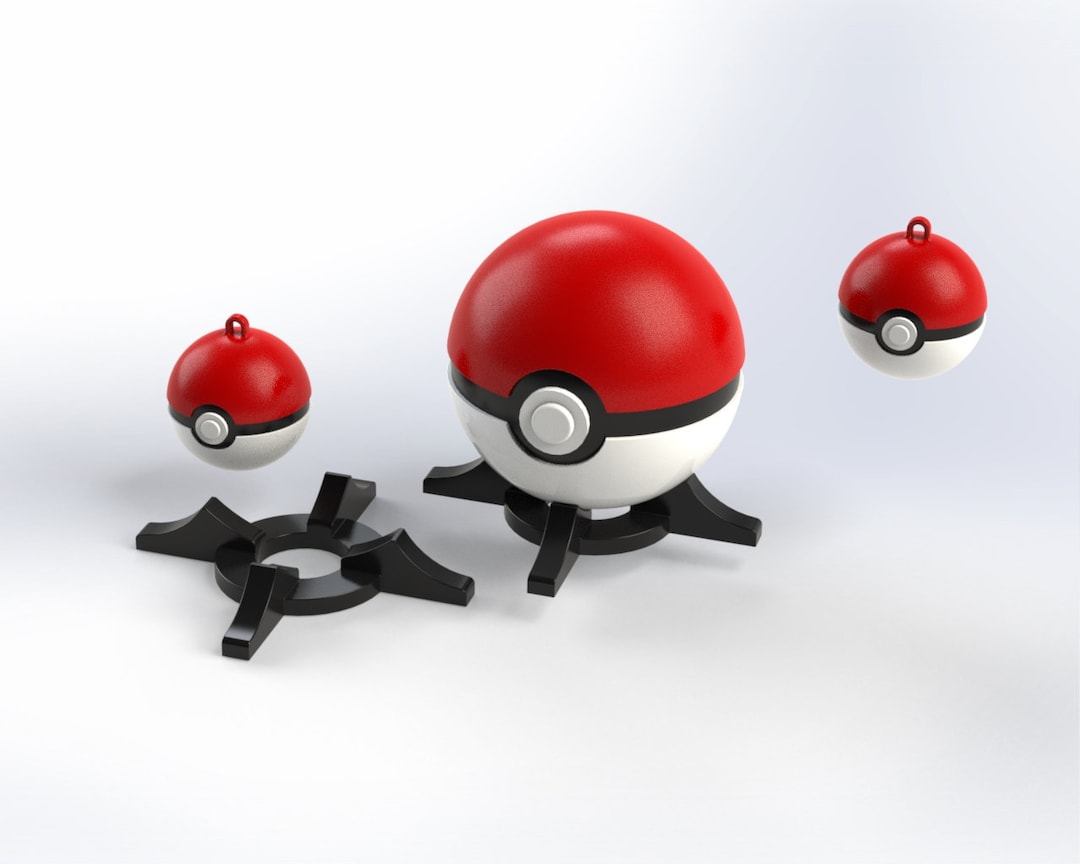 Pokeball Keychain and Pokeball With Stand 3D Print STL File - Etsy