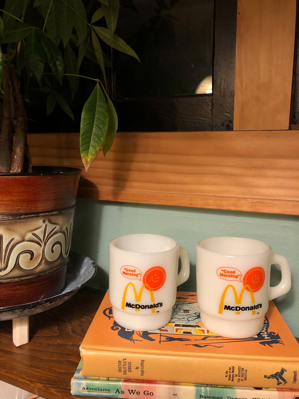 Vintage Mcdonalds Milk Glass Mugs Fire King by Anchor Hocking, Set of 2 ...