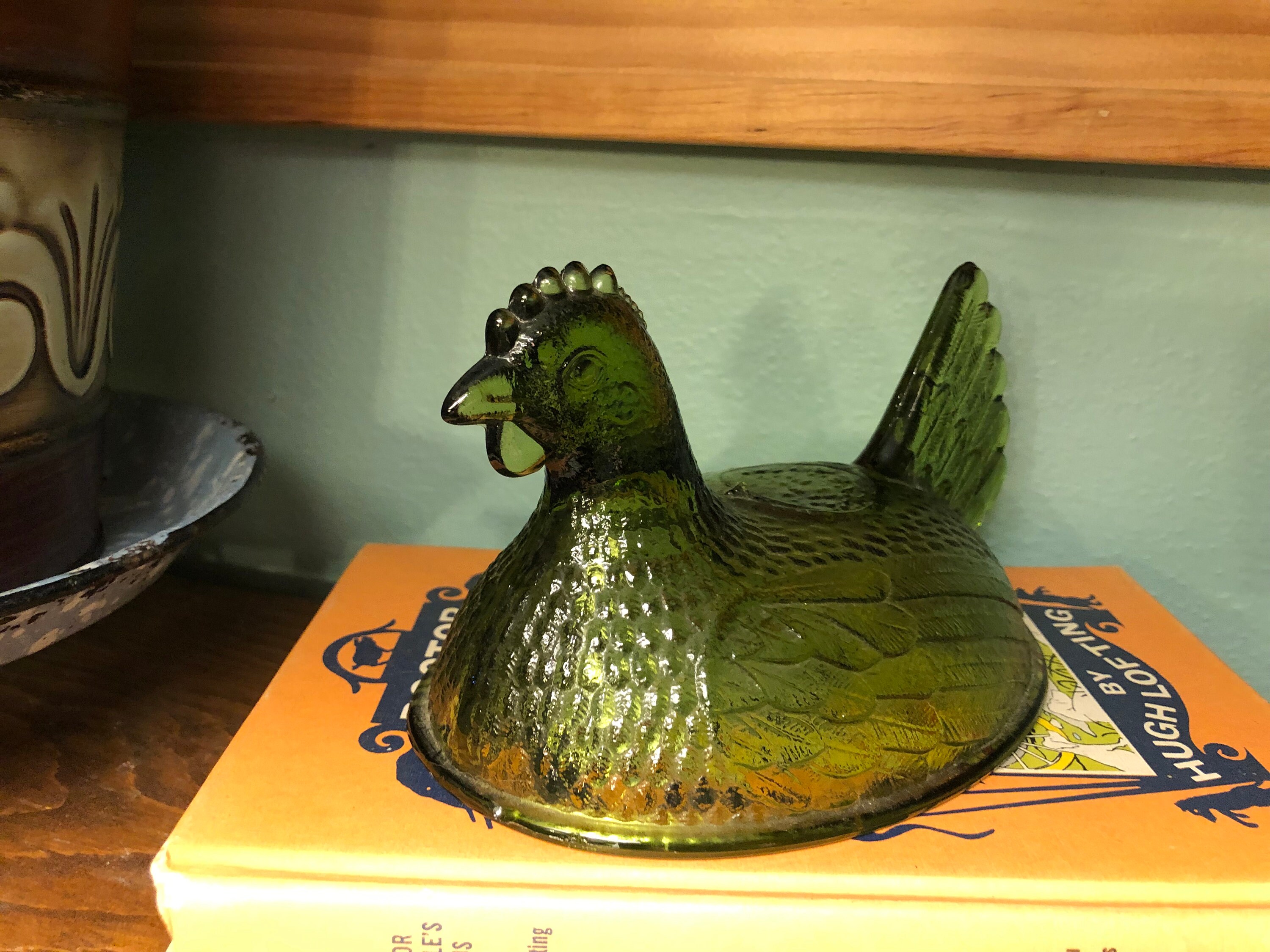 Vintage Indiana Glass Avocado Green Nesting Hen on Nest - Etsy