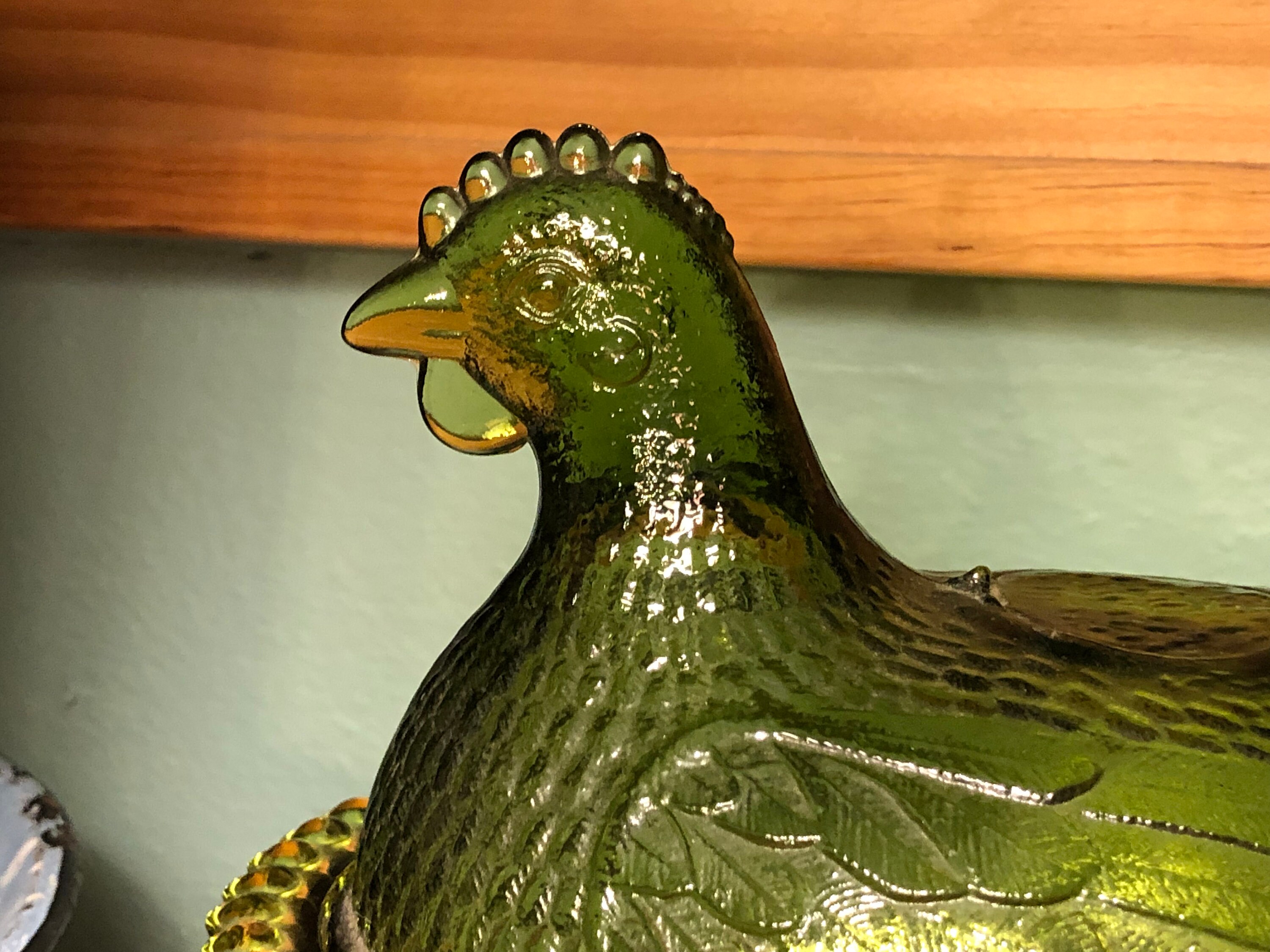Vintage Indiana Glass Avocado Green Nesting Hen on Nest - Etsy